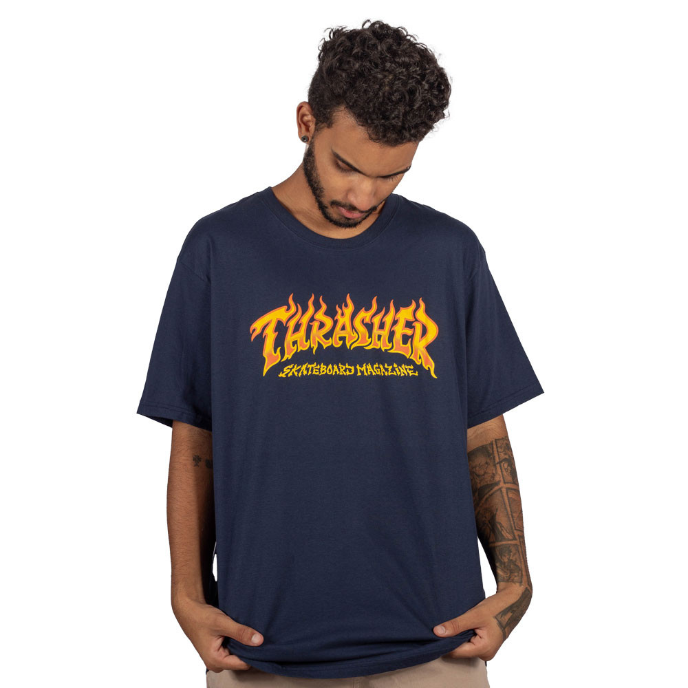 Camiseta Thrasher Fire Logo Azul | Emporium Brazil
